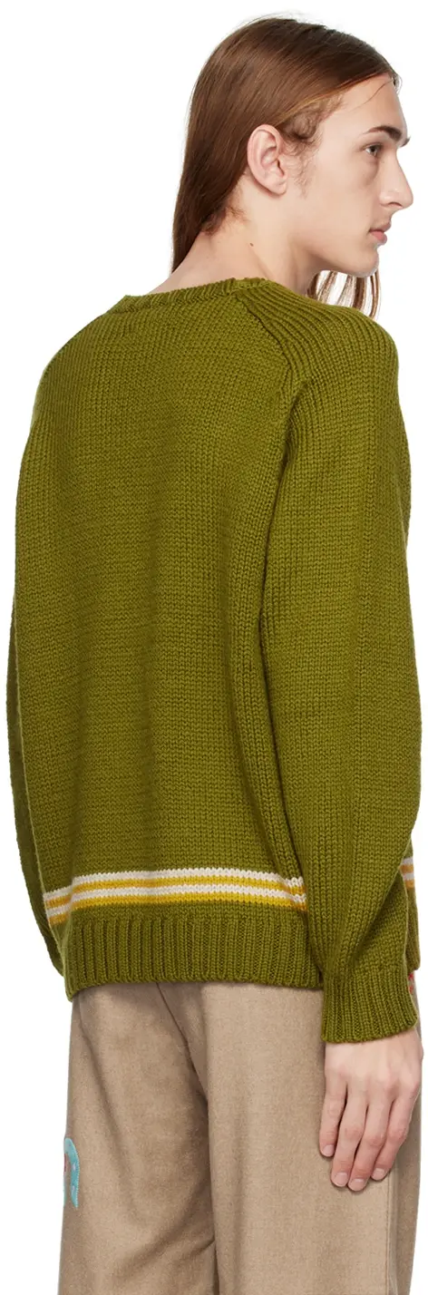 Bode Khaki Cattle Sweater - Green Green | Editorialist